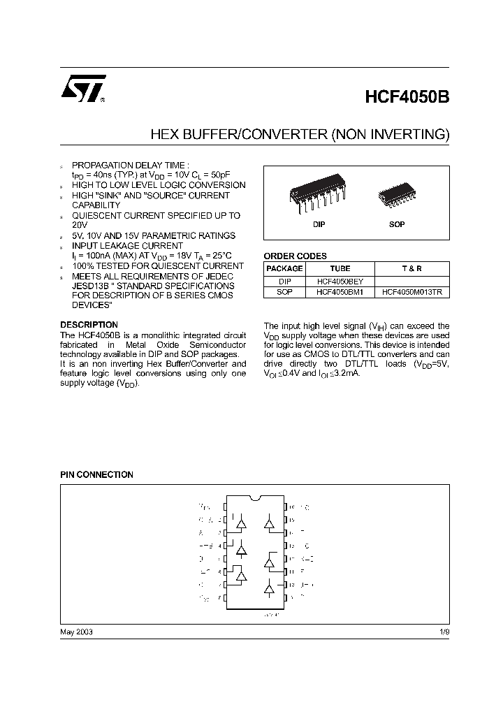 HCF4050_294563.PDF Datasheet Download --- IC-ON-LINE