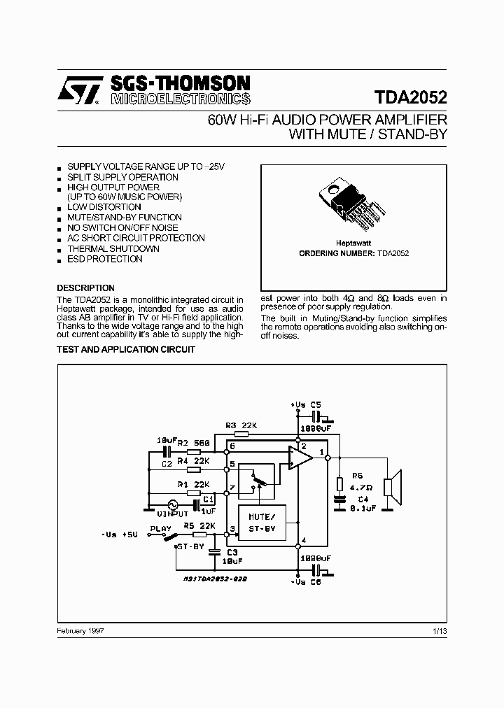 TDA2052_179138.PDF Datasheet Download --- IC-ON-LINE