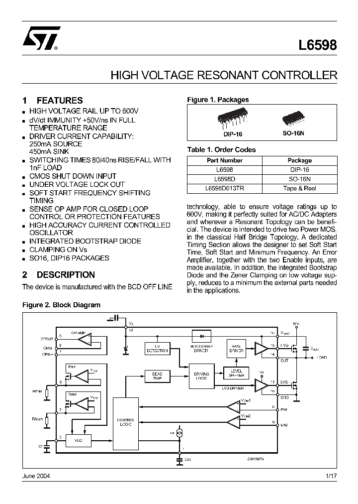 L6598D013TR_732336.PDF Datasheet Download --- IC-ON-LINE