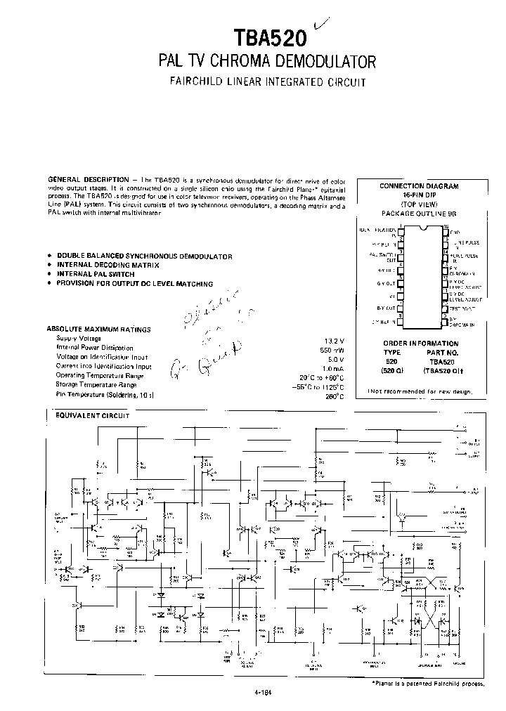 TBA520_843633.PDF Datasheet Download --- IC-ON-LINE